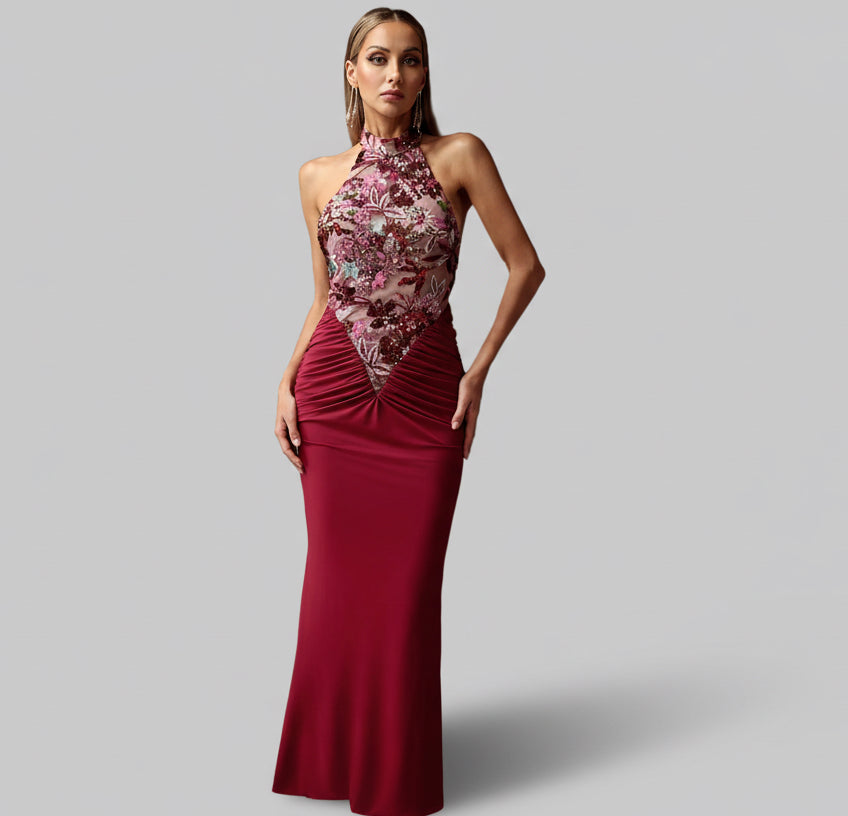 DALIA - Flowers Sequins Slim Maxi Dress – Dalia Style